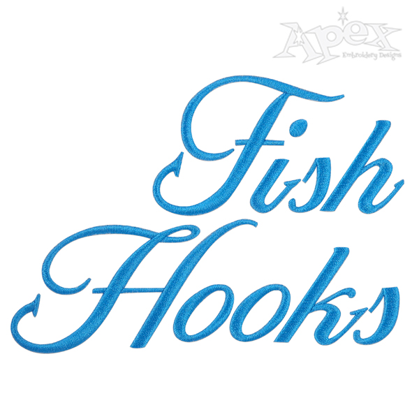 Fish Fishing Hooks Script Machine Embroidery Font - Apex