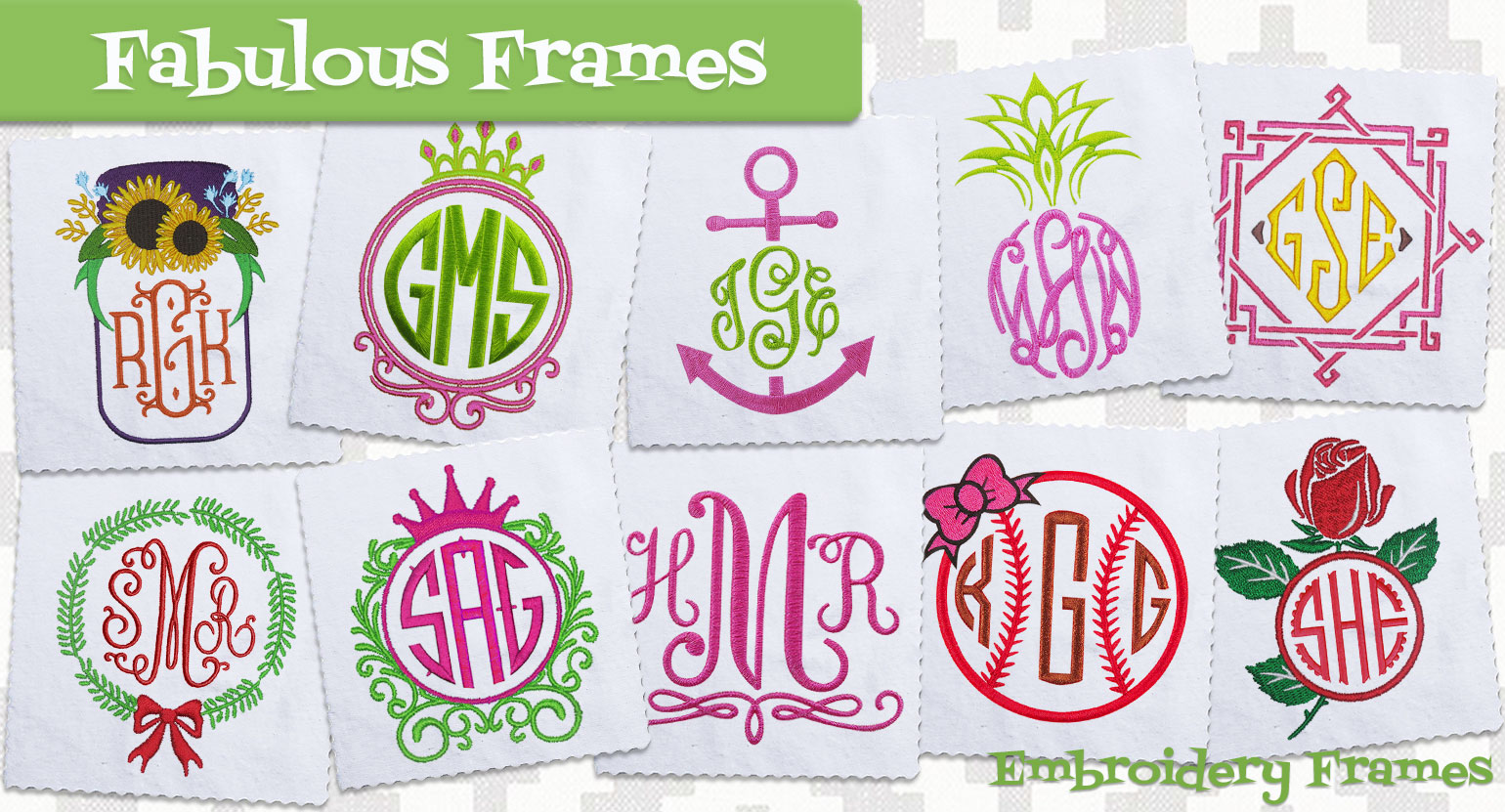 Frames & Accents Machine Embroidery Designs for Fonts & Monograms