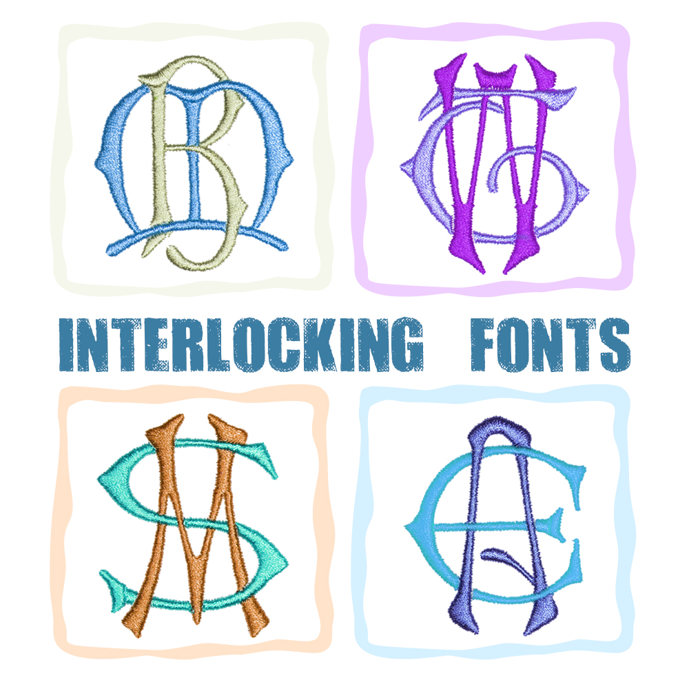 Pagoda Interlocking Monogram Embroidery Font - Apex Letters