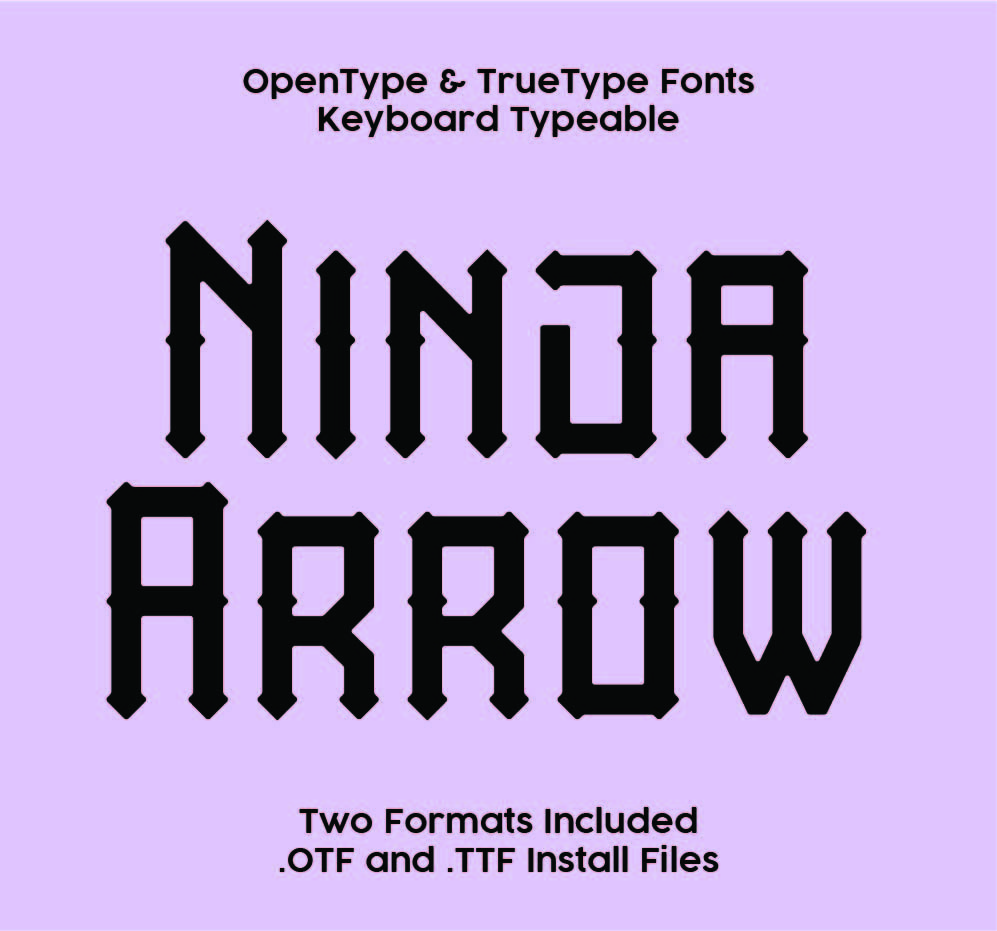 Ninja Arrow TrueType Font | Cuttable | Apex Embroidery Designs ...