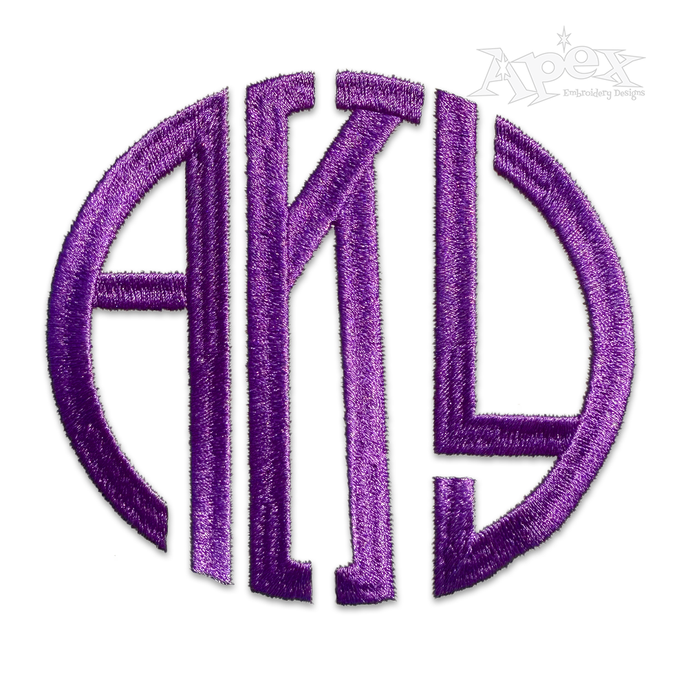 Raleigh Round Circle Monogram Machine Embroidery Fonts by Apex