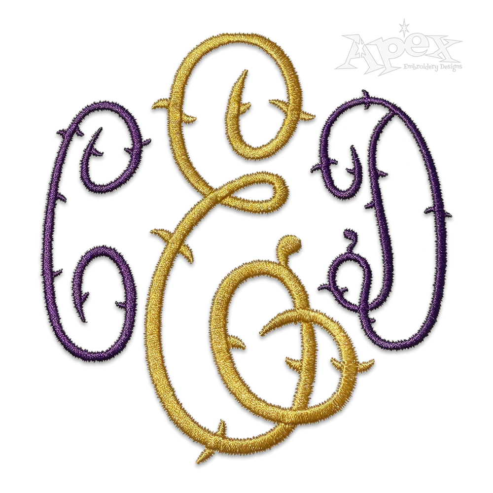 Mia Outline Monogram Embroidery Font | Apex Monogram Designs & Fonts