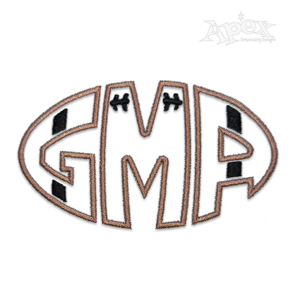 Football Oval Machine Monogram Embroidery Font by Apex