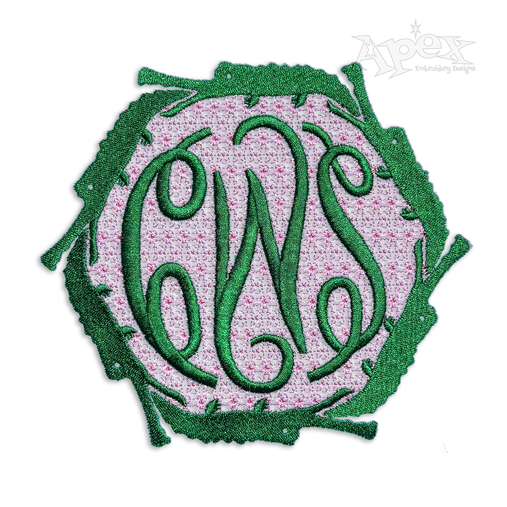 Crocodile Alligator Gator Monogram Frame Embroidery Apex