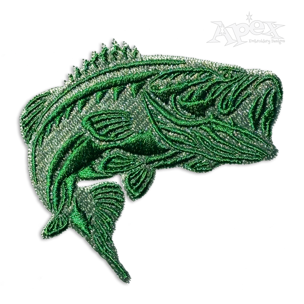 Bass Fish Machine Embroidery Design by Apex