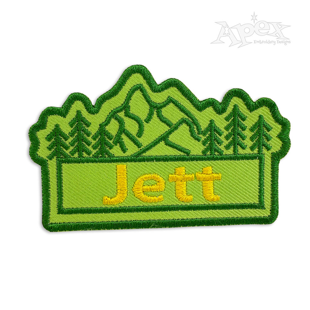 Mountain Forest Rectangle Frame Machine Embroidery Design