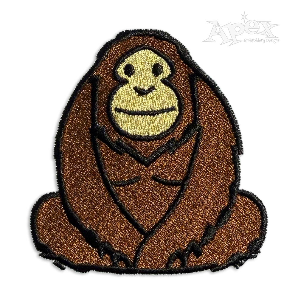 Minimal Orangutan Monkey Ape Machine Embroidery Design