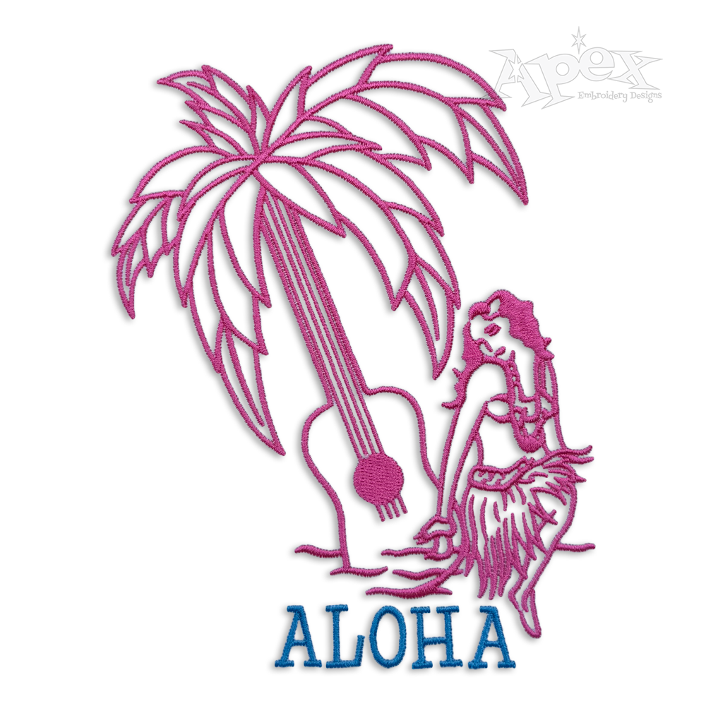 Hawaii Aloha Mahalo Beach Embroidery Designs by Apex
