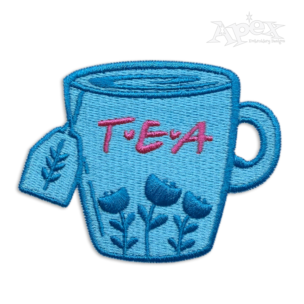 Tea Cup Embroidery Design