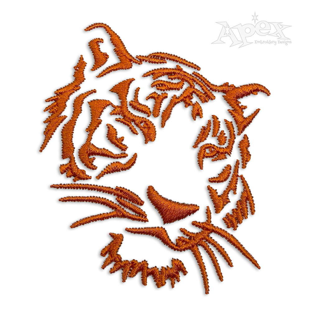 Tiger Face Machine Embroidery Design by Apex