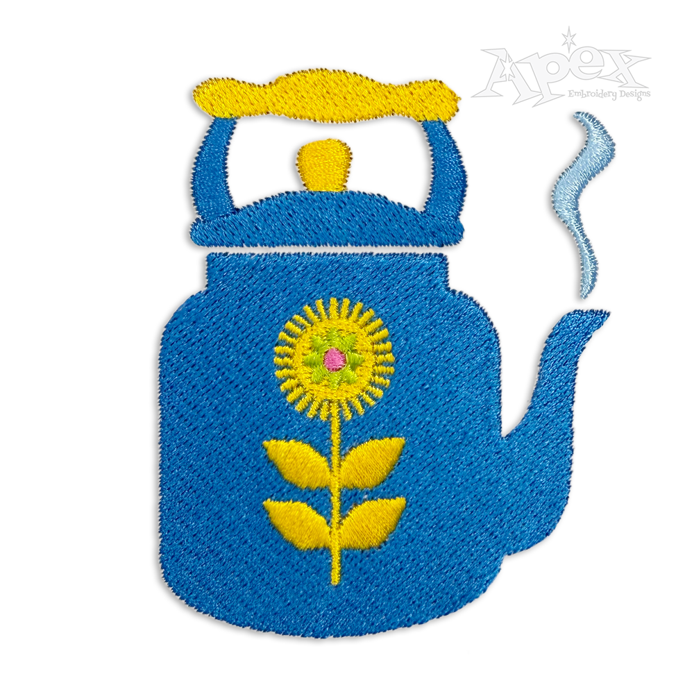 Floral Flower Tea Pot Teapot Kettle Embroidery Designs