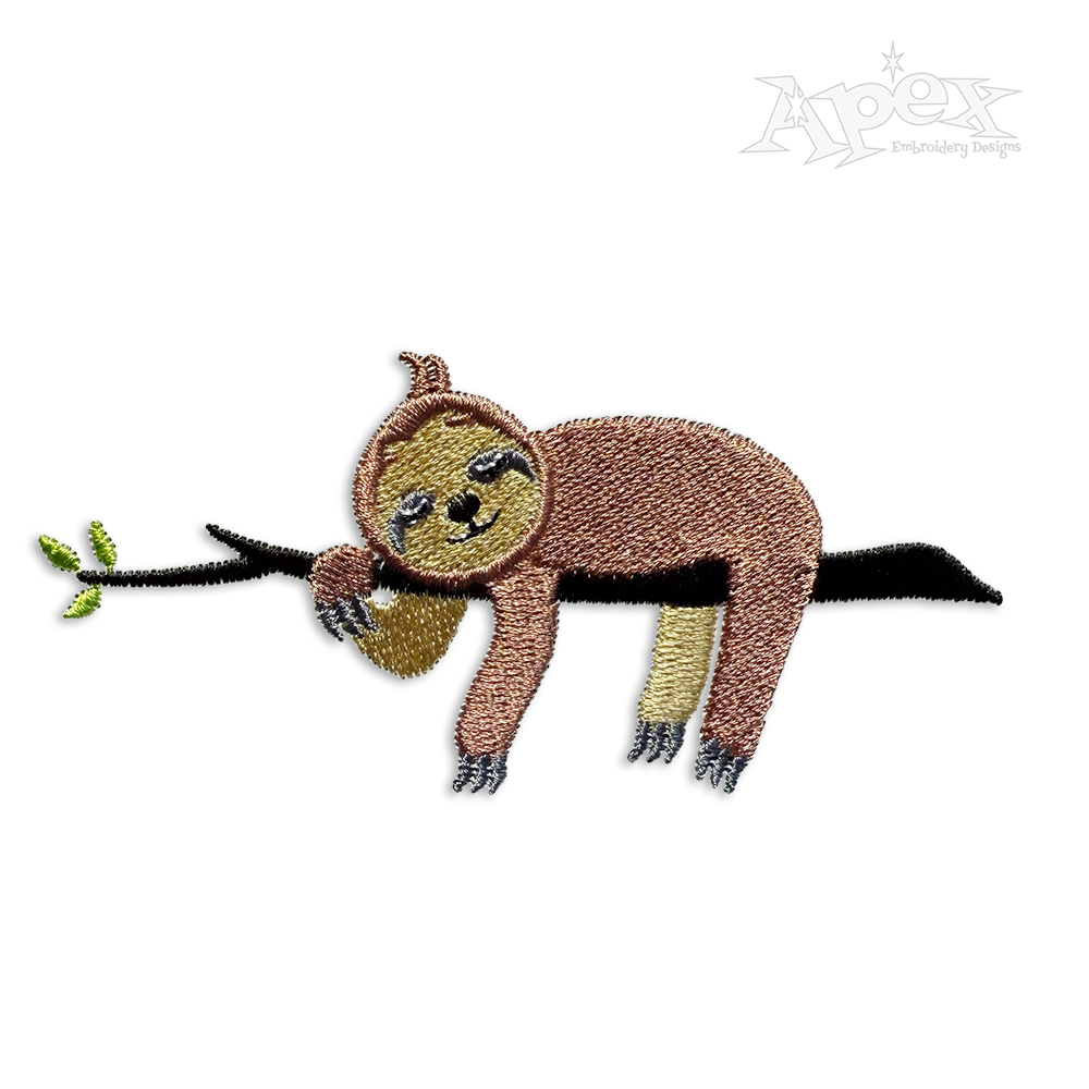 Sloth Sleeping on Tree Machine Embroidery Design