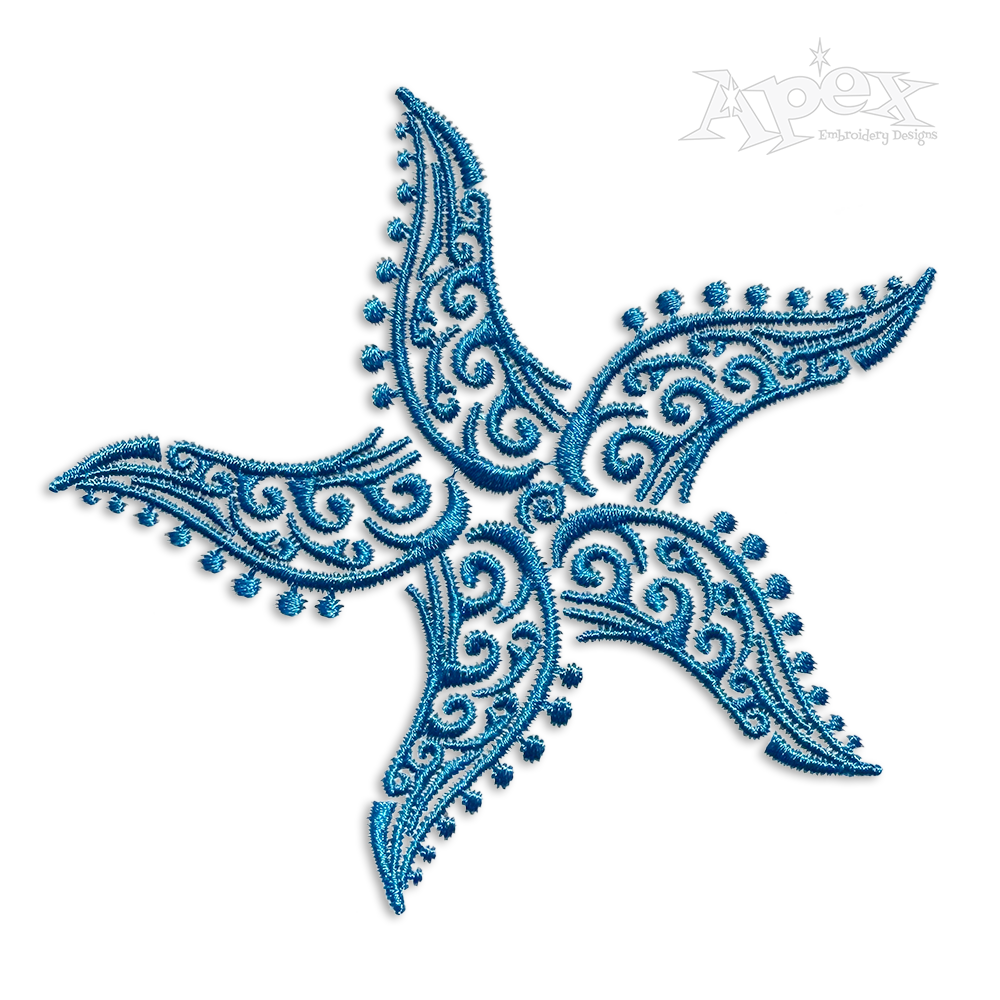 Starfish Outline Pattern Machine Embroidery Design by Apex