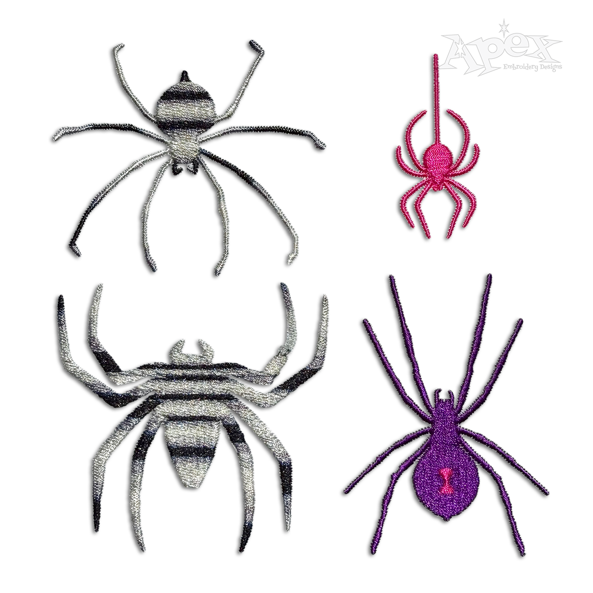 Spider Pack Machine Embroidery Designs Digitized by Apex