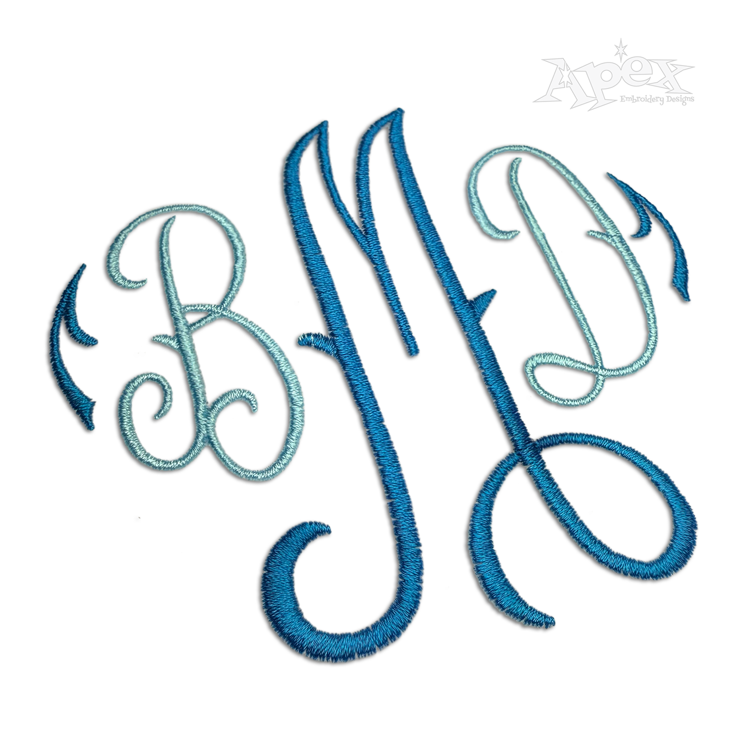 Mia Monogram Bold Applique Machine Embroidery Font by Apex