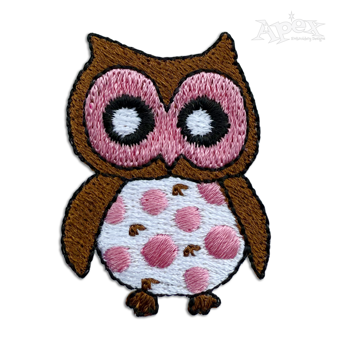 Owl Cute Polka Dot Embroidery Design | Apex Monogram Designs & Fonts