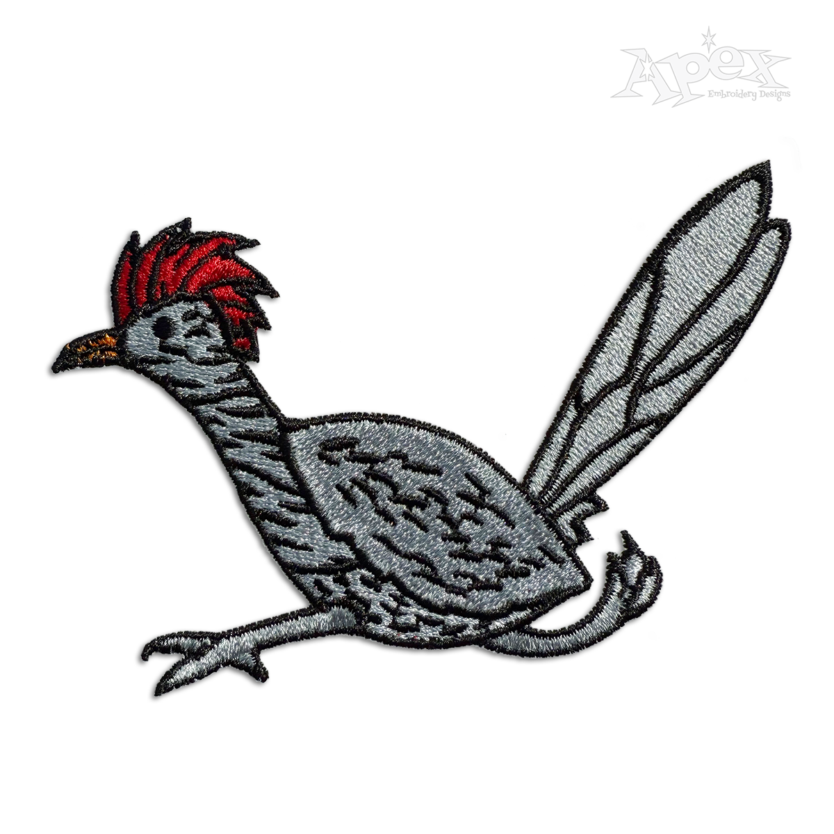 Running Roadrunner Bird Machine Embroidery Design