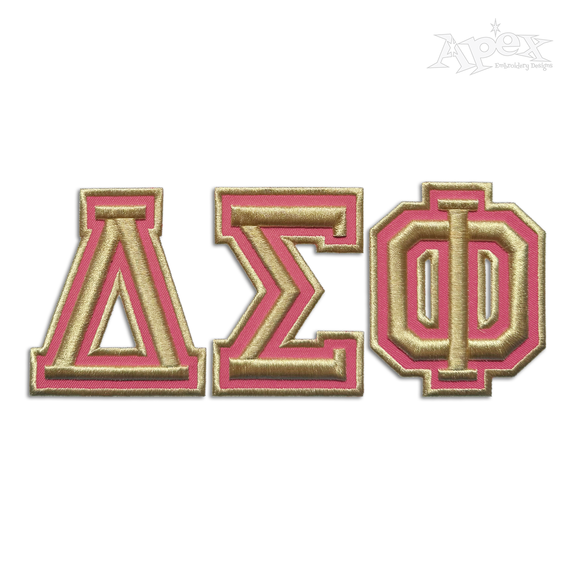 Greek Varsity 3D Puff Fill and Applique Font Digitized by Apex