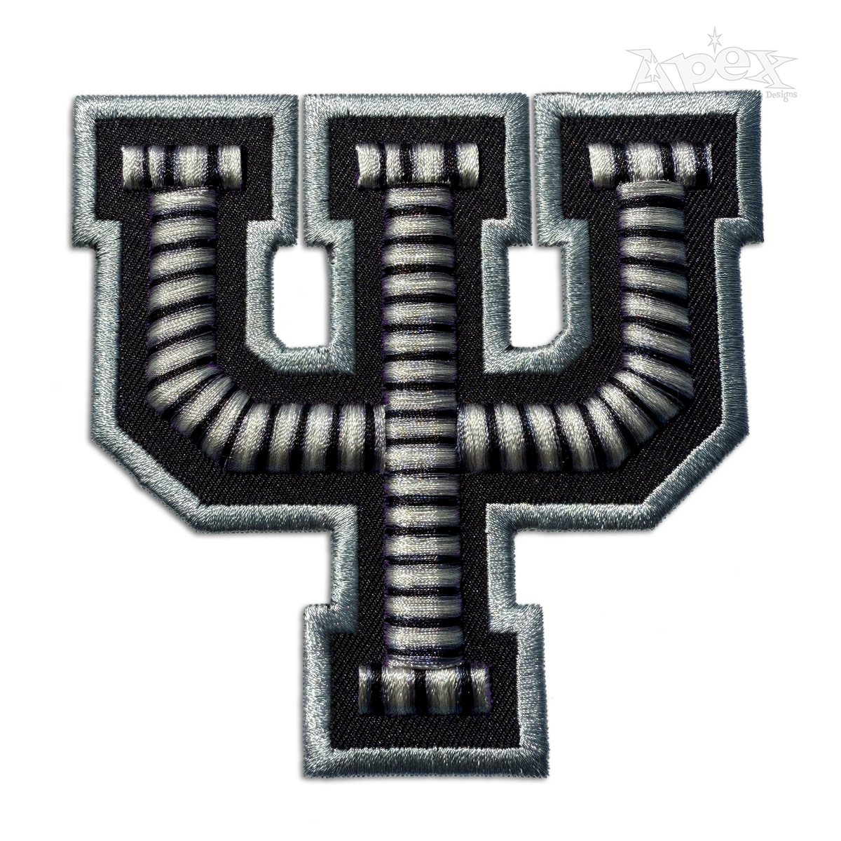 Greek Varsity 3D Puff Fill and Applique Font Digitized by Apex