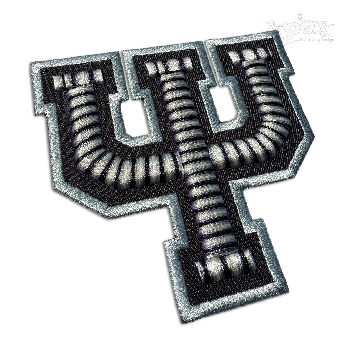 Greek Varsity 3D Puff Fill and Applique Font Digitized by Apex