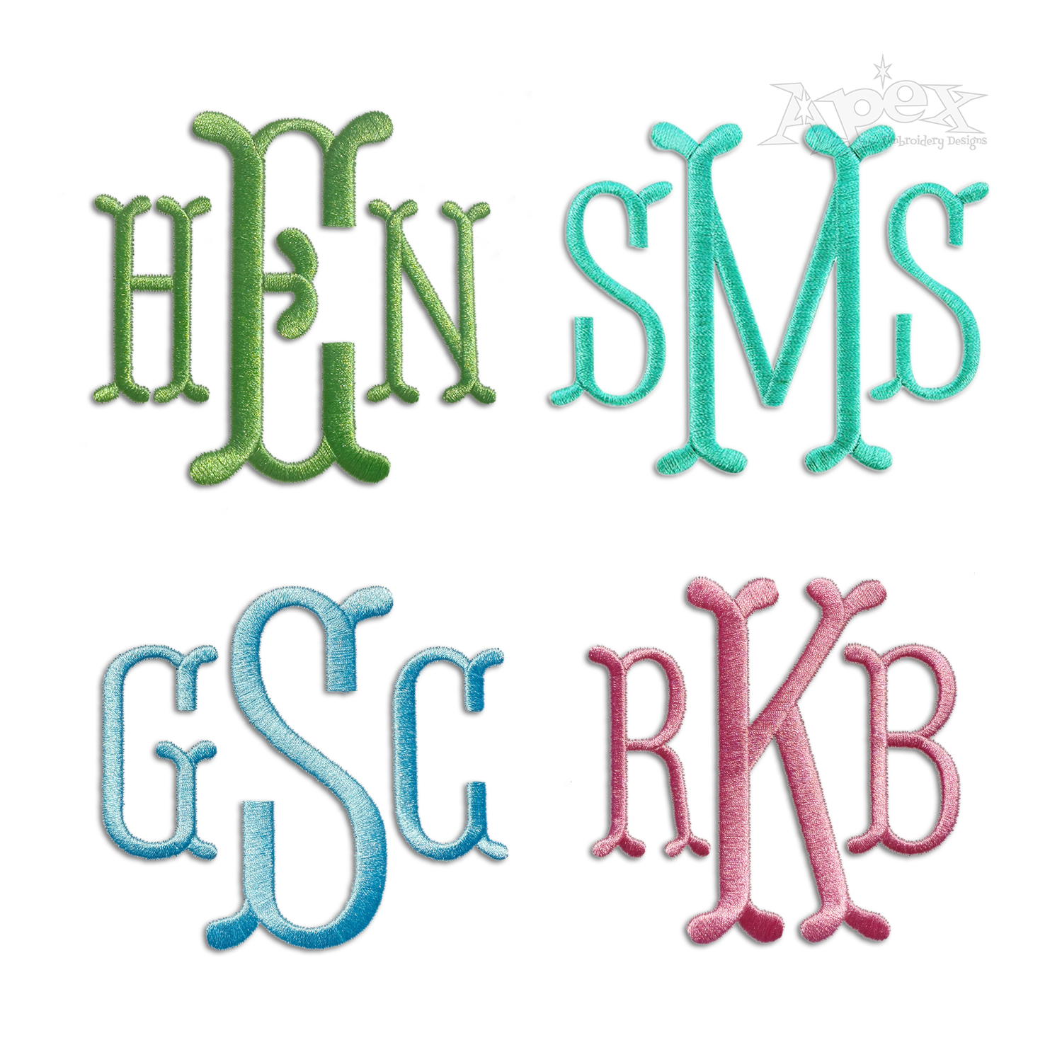 Machine Embroidery Monogram and Alphabet Fonts - Apex