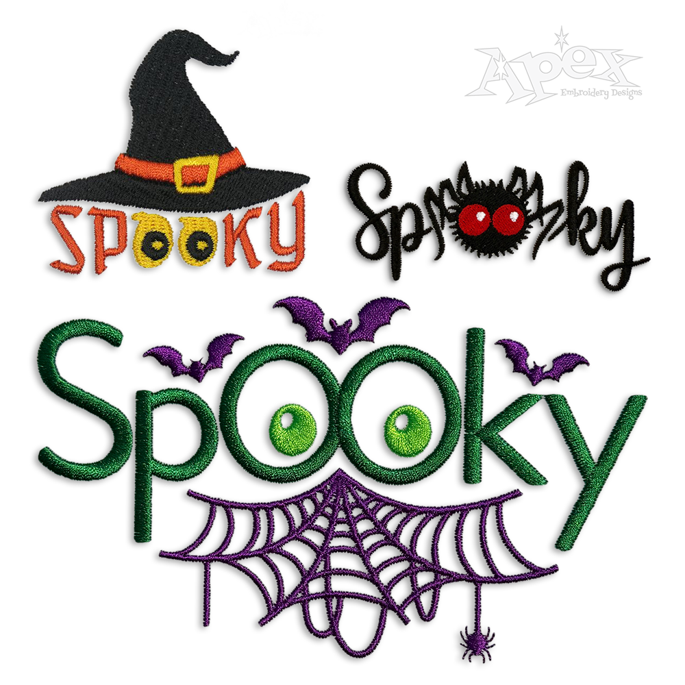 Halloween Spooky Word Art Pack Machine Embroidery Designs by Apex