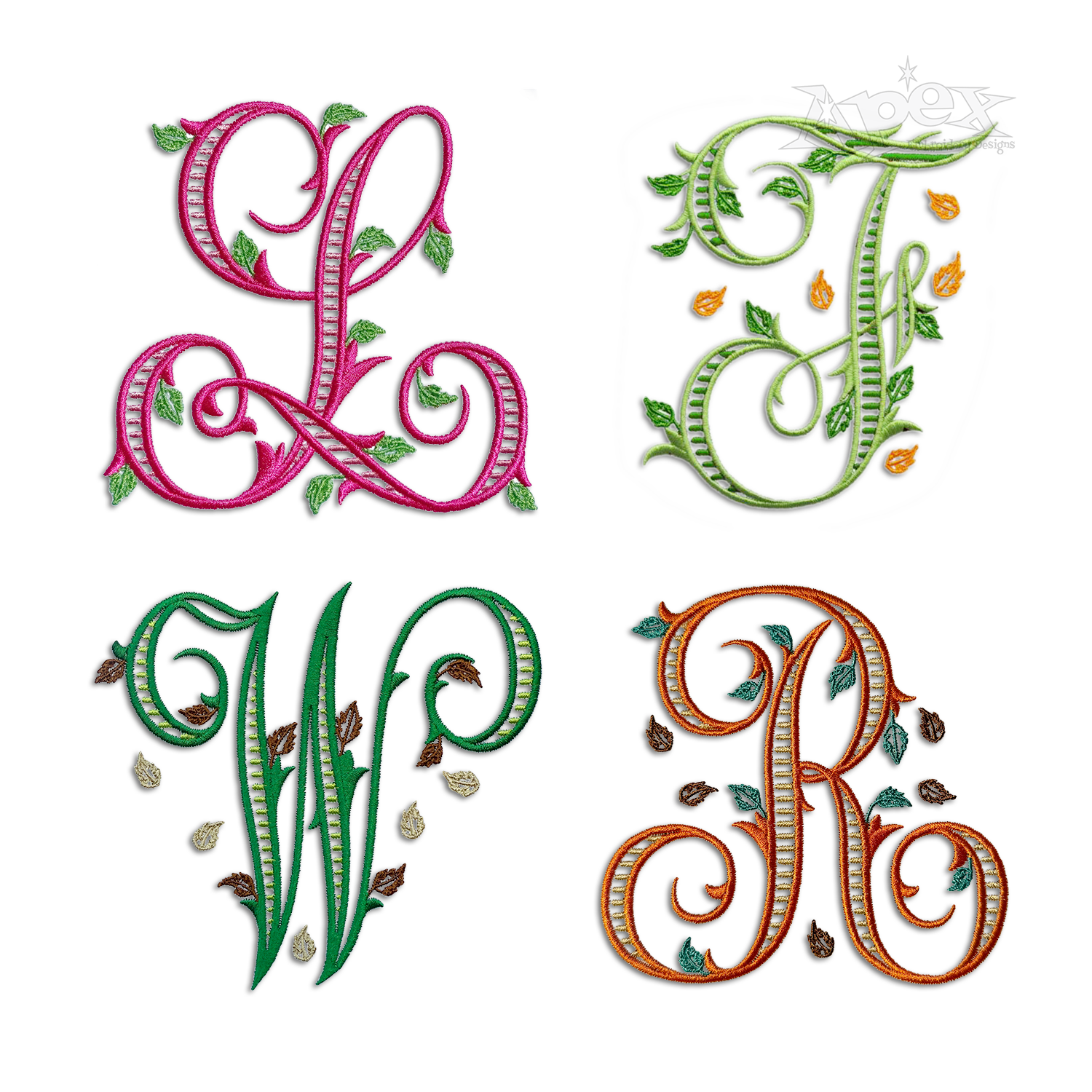 Machine Embroidery Monogram and Alphabet Fonts - Apex
