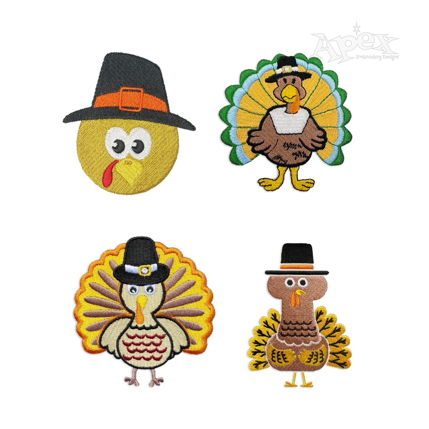 Pilgrim Thanksgiving Day Turkey Embroidery Designs By Apex
