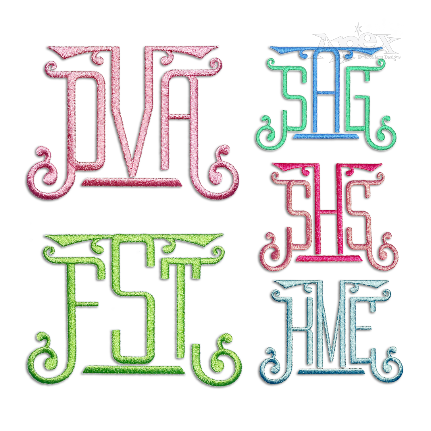 Victoria Monogram Machine Embroidery Font - Apex