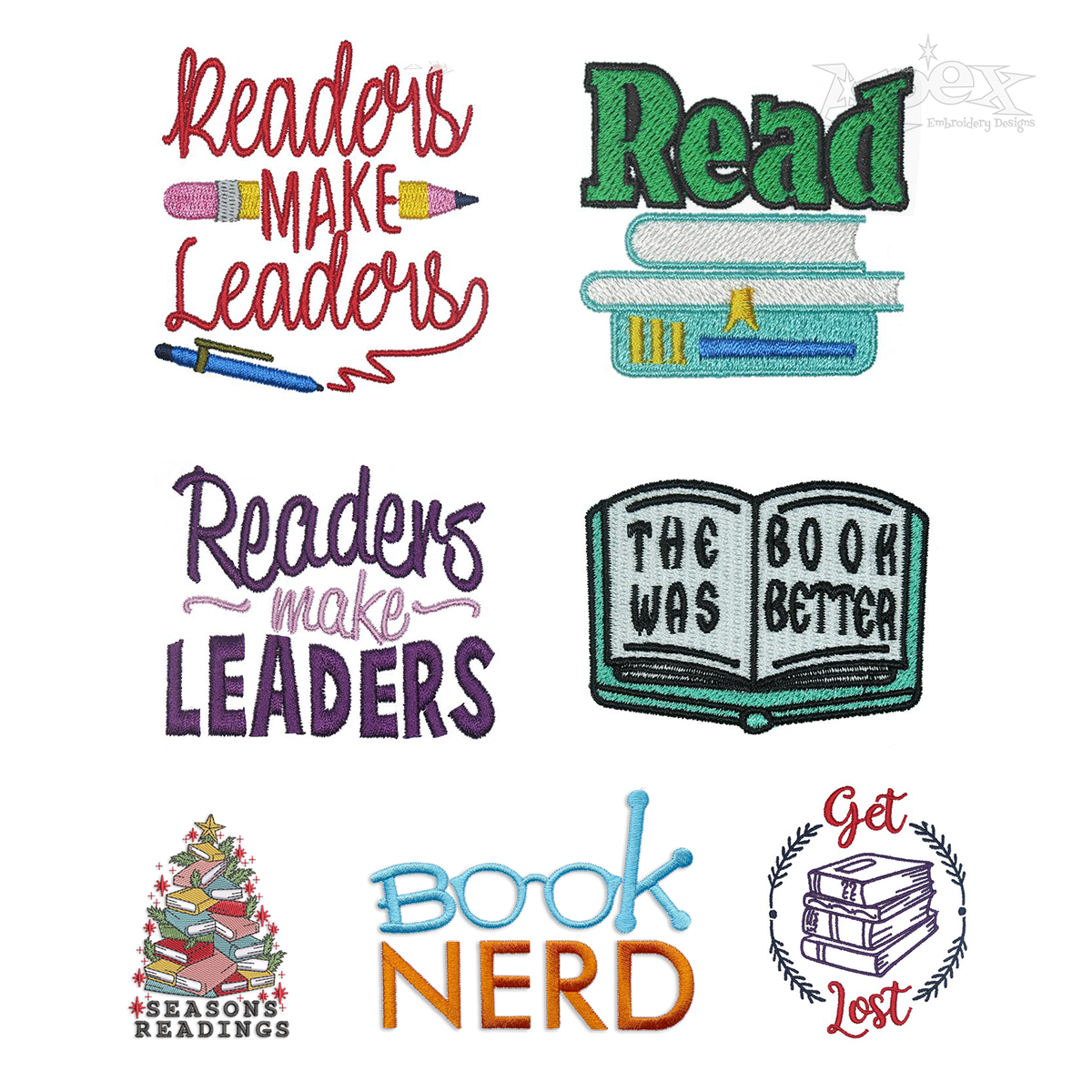 Read Books Reader Word Art Bundle Embroidery Designs by Apex