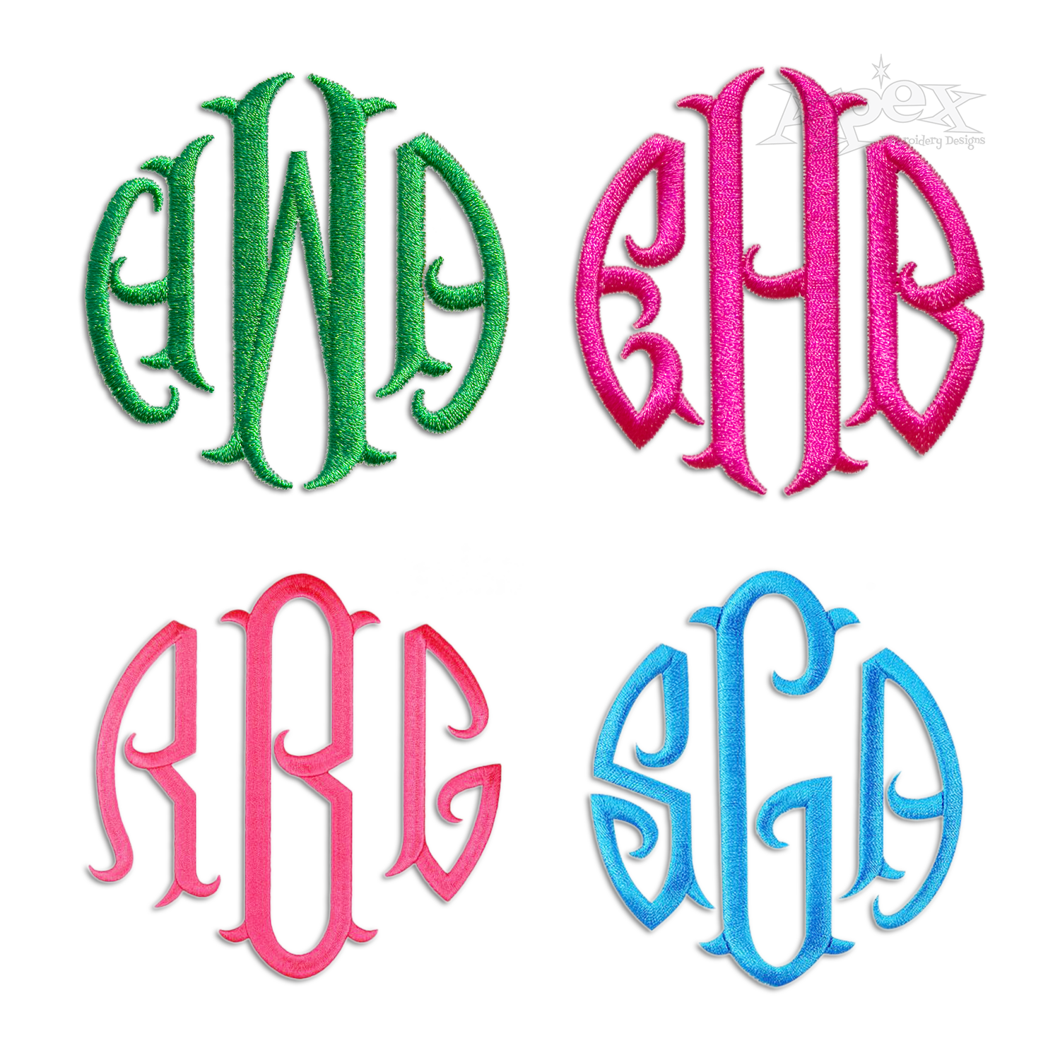 Easter Egg Shaped Monogram Machine Embroidery Font - Apex