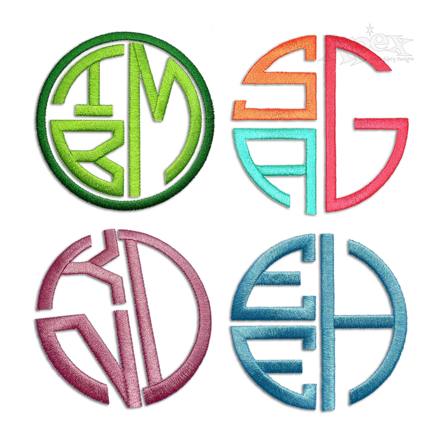 Circle Stacked Monogram Machine Embroidery Font - Apex