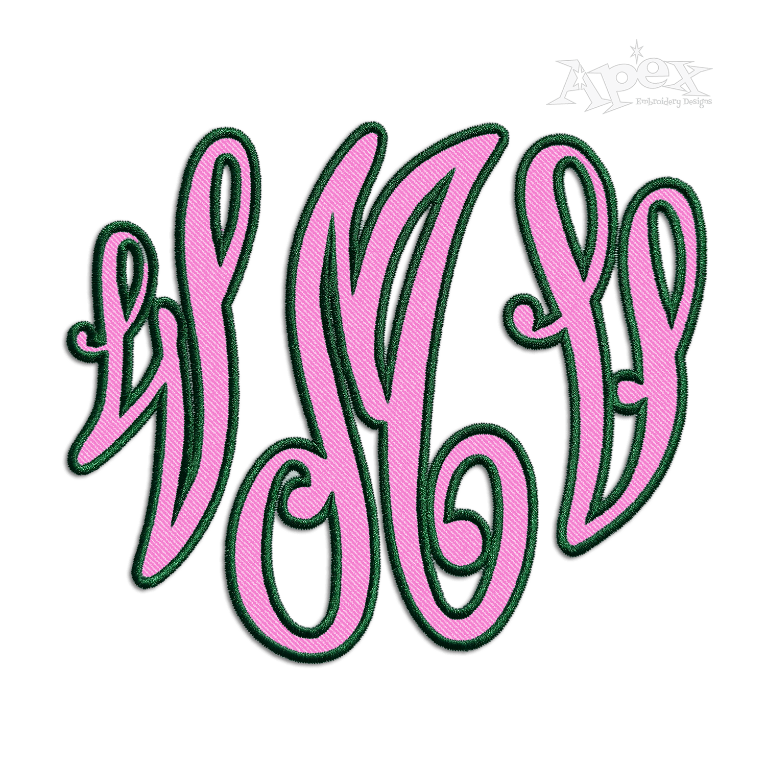 Curlz Fun Applique Embroidery Monogram Font Digitized by Apex