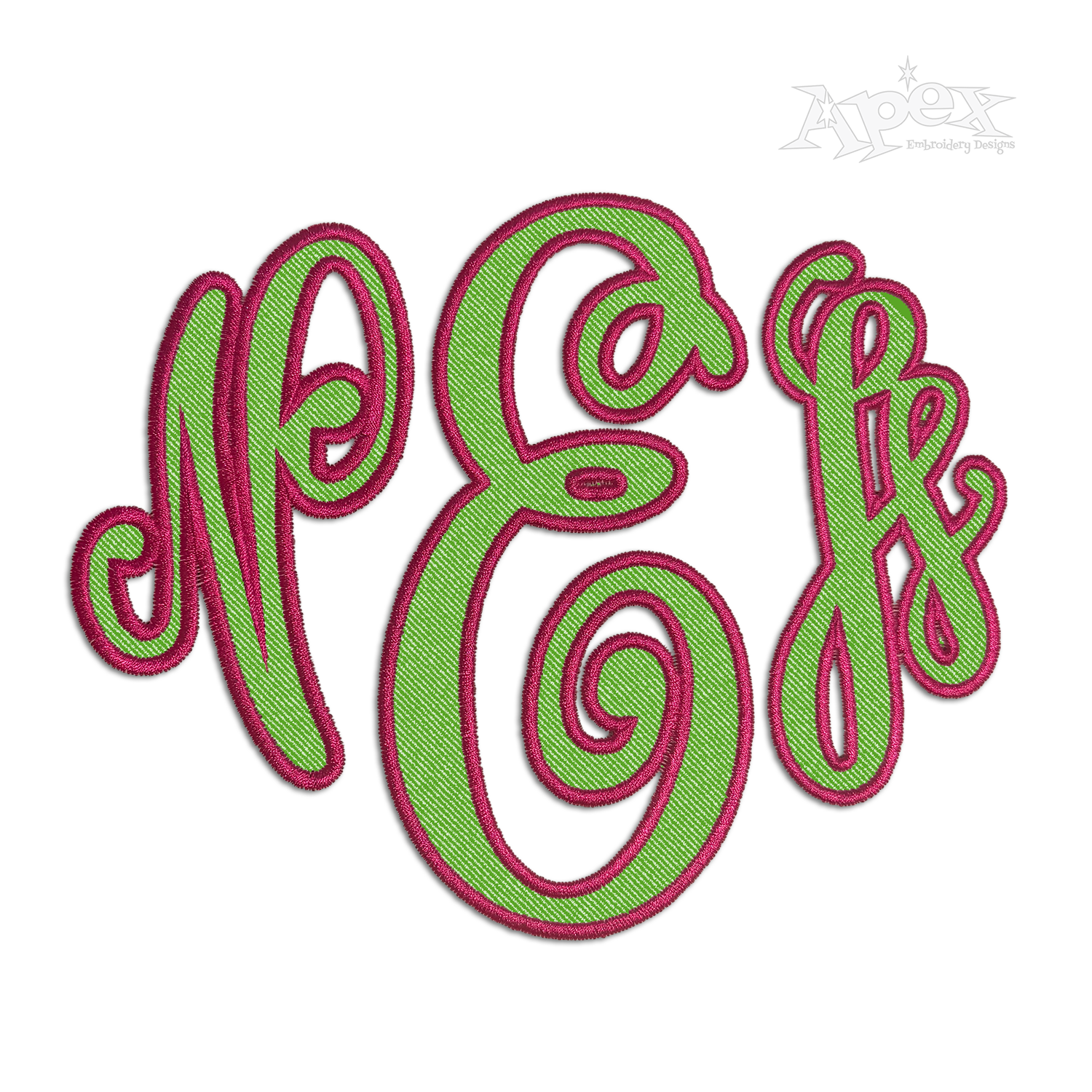 Curlz Fun Applique Embroidery Monogram Font Digitized by Apex