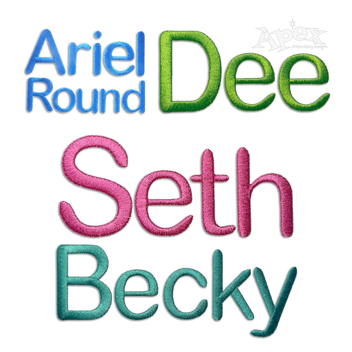 Arial Rounded Machine Embroidery Font - Apex