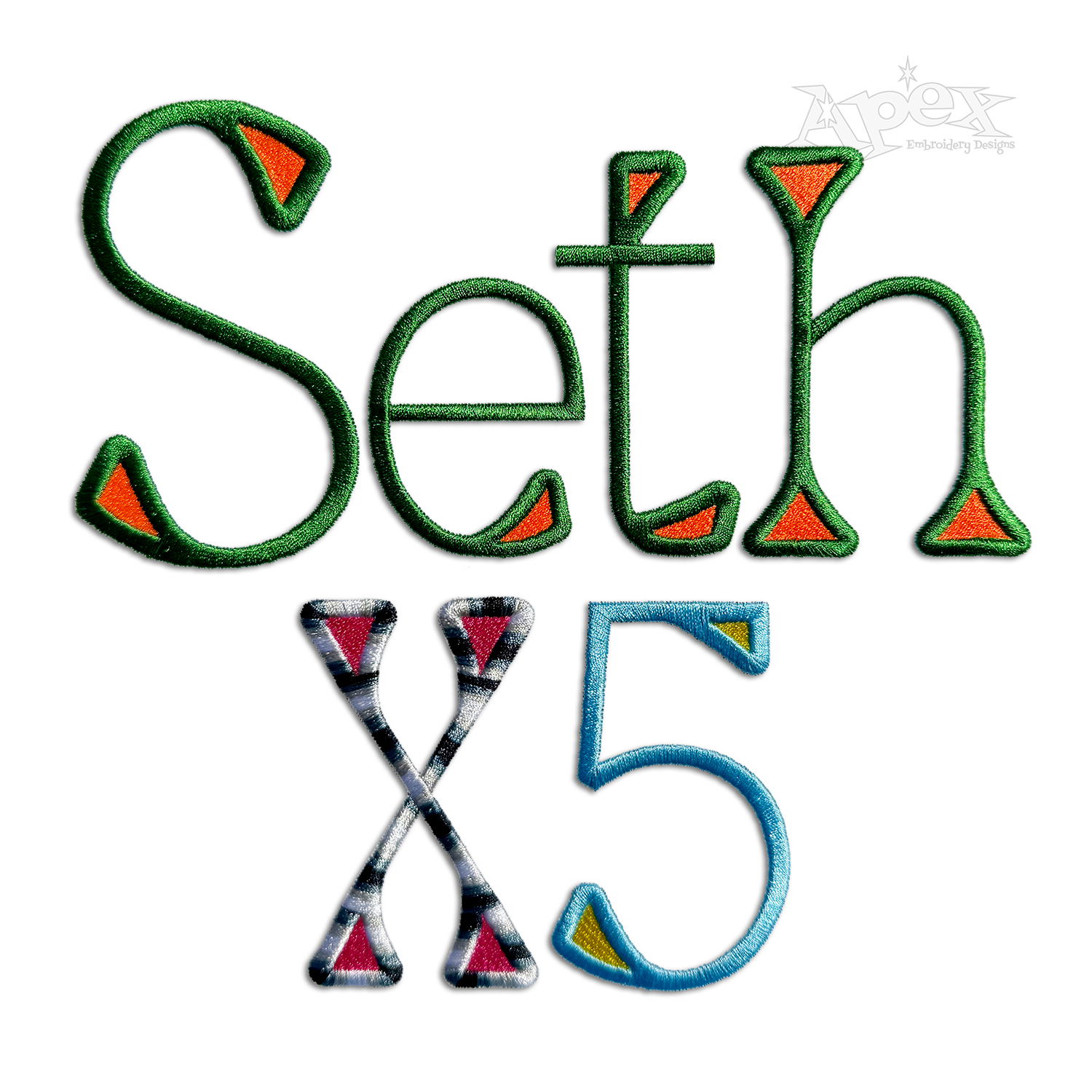 Apex Triangle 2-color Alphabet Machine Embroidery Font
