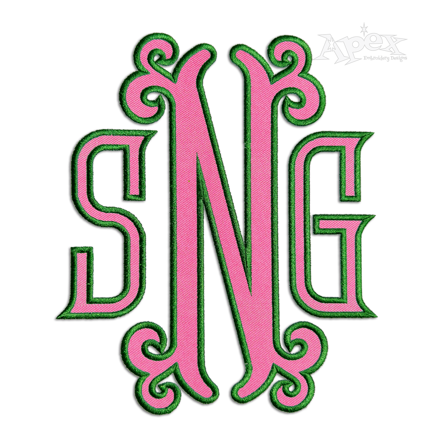Vienna Bold Monogram Appliqué Embroidery Font by Apex