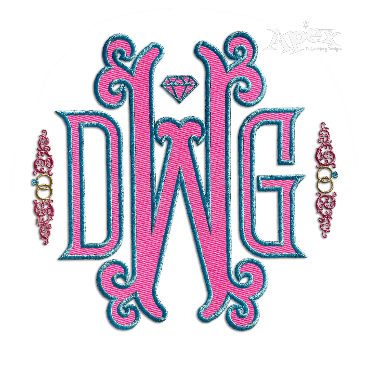 Vienna Bold Monogram Appliqué Embroidery Font by Apex