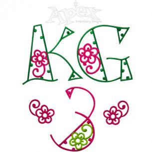 Flowers Open Embroidery Font | Apex Embroidery Designs, Monogram Fonts ...