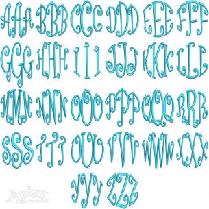 Curlz Round Circle Monogram Embroidery Design | Apex Embroidery Designs ...