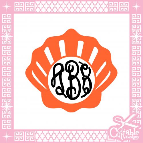 Seashell Monogram Frame Svg Cuttable Designs | Apex Embroidery Designs ...