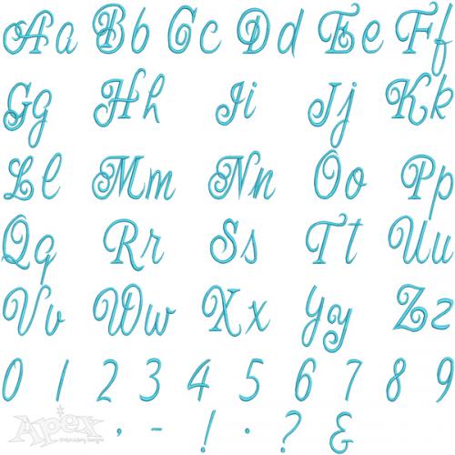 Fancy Script Embroidery Fonts | Apex Embroidery Designs, Monogram Fonts ...
