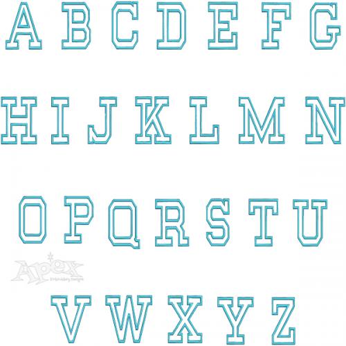 Block Outline Embroidery Font | Apex Embroidery Designs, Monogram Fonts ...