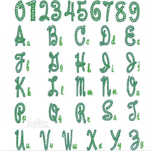 Rope Embroidery Font | Apex Embroidery Designs, Monogram Fonts & Alphabets