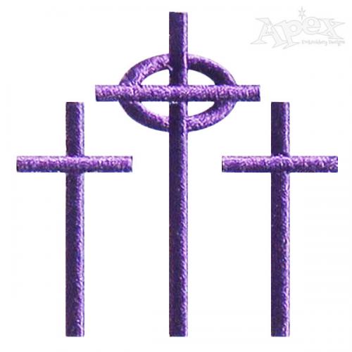 Cross Three Embroidery Designs | Apex Monogram Designs & Fonts