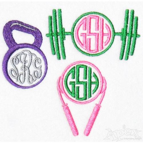 Gym Fitness Workout Monogram Frame Embroidery Designs | Apex Embroidery ...