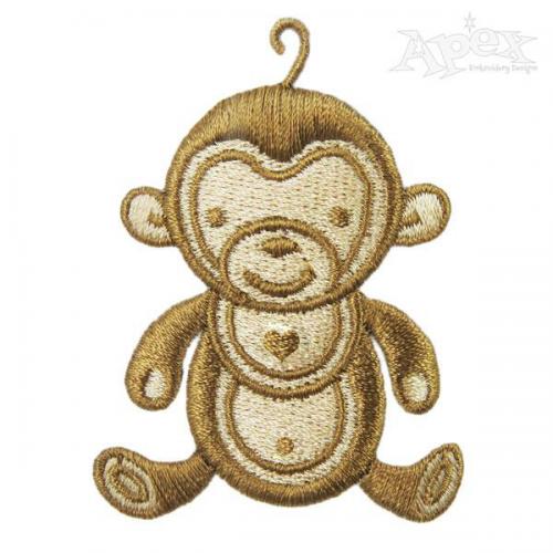 Monkey With Hearts Machine Embroidery Design | Apex