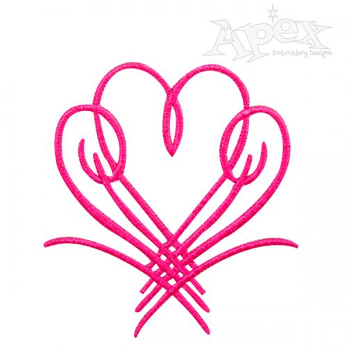Fancy Line Style Heart Shaped Machine Embroidery Design | Apex