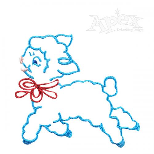Baby Lamb or Sheep Outline Machine Embroidery Design | Apex
