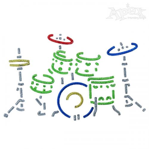 Drums Embroidery Design | Apex Monogram Designs & Fonts